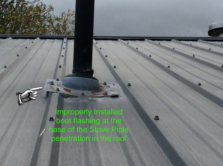improper-boot-flashing-installation-on-stove-pipe | Sherlock Homes